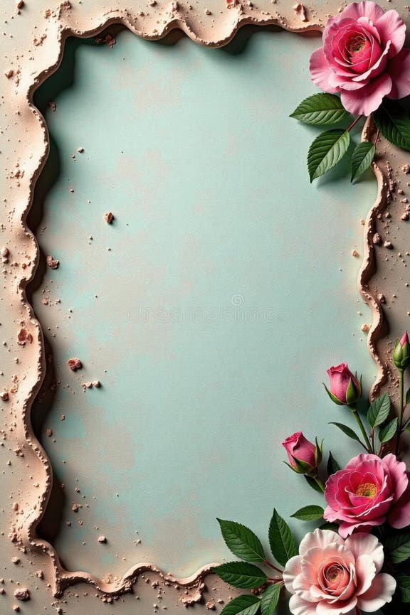 Faded Floral Pattern, Edges Curling, Revealing Plaster , Wall, Old ...