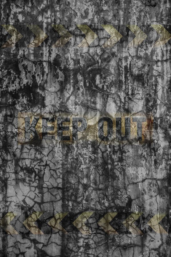 Faded Hazard Sign on Cracked Cement Wall Stock Illustration ...