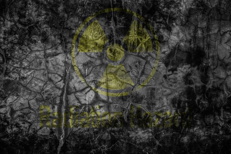 Faded Hazard Sign on Cracked Cement Wall Stock Illustration ...