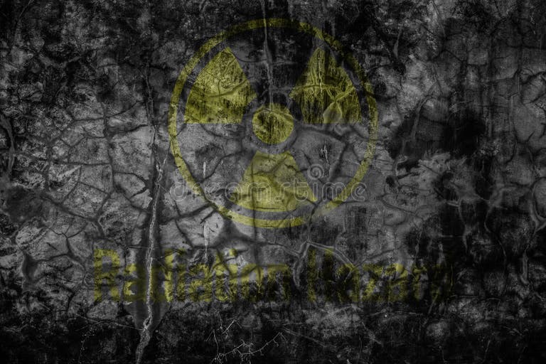 Faded Hazard Sign on Cracked Cement Wall Stock Illustration ...