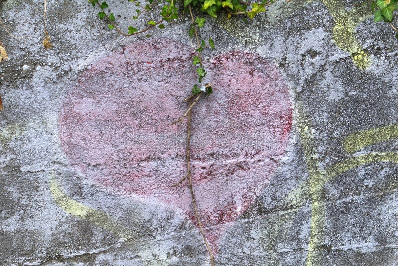 Faded Heart in Grunge Cement Wall Stock Photo - Image of yellow, love ...