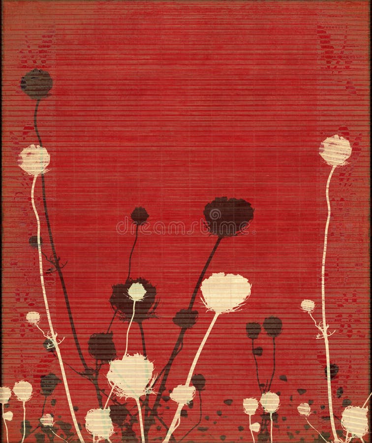 Faded Meadow Flower Silhouette on Red Stock Illustration - Illustration ...