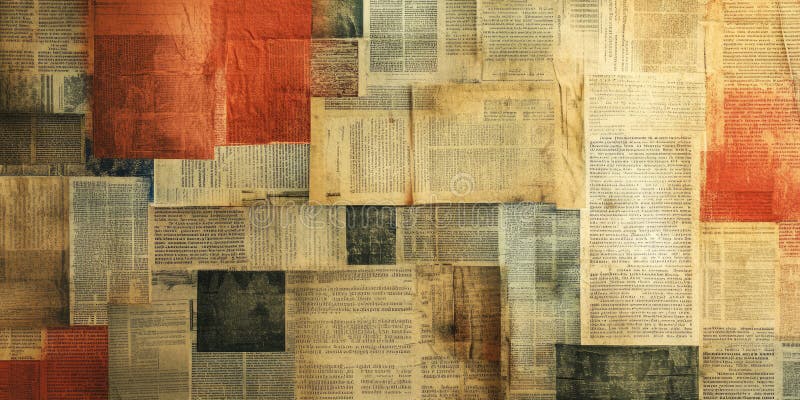 Faded Newspaper Print Collage Texture, Vintage Paper Background Design ...