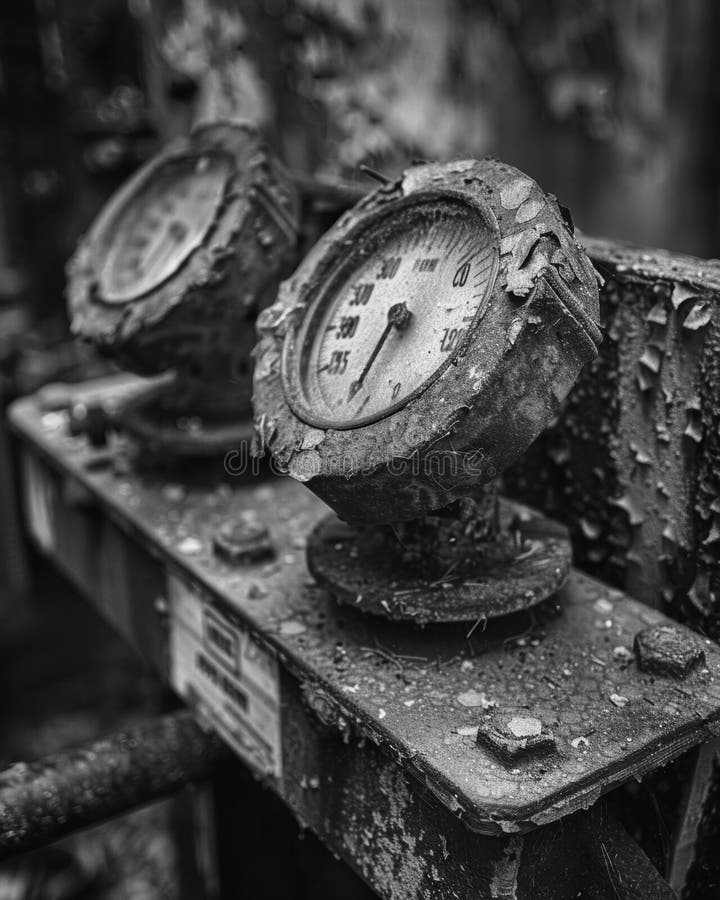 The Faded Numbers and Dials of an Ancient Industrial Scale. Black and ...