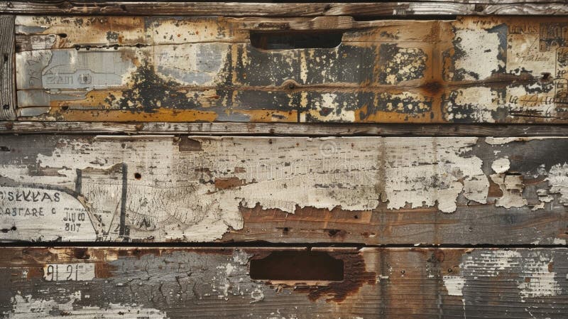 Faded and Peeling Labels on a Weathered Crate Hinting at Its Former ...