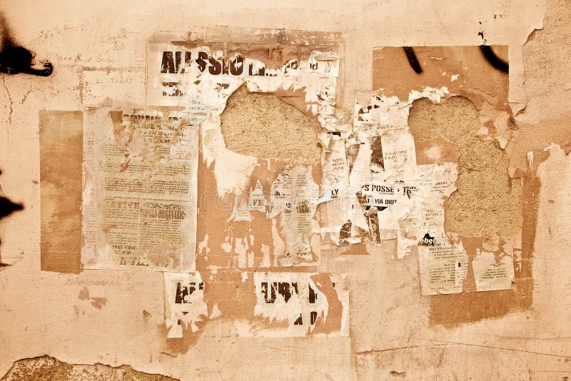 Faded Posters on Wall stock photo. Image of white, retro - 13942712