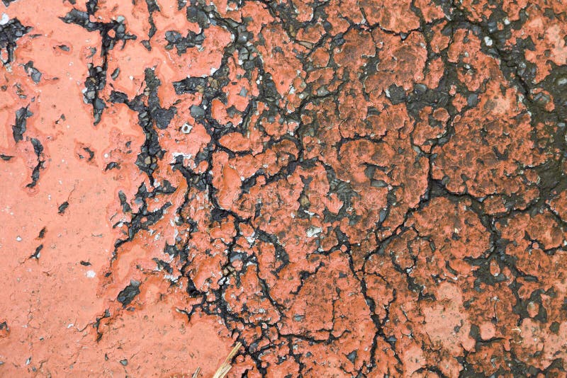 Faded Red Cracked Painted Texture on Asphalt Surface Stock Image ...