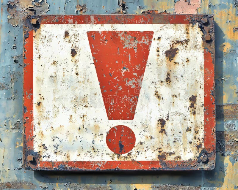 A Faded Red and White Caution Sign with a Bold Exclamation Point ...