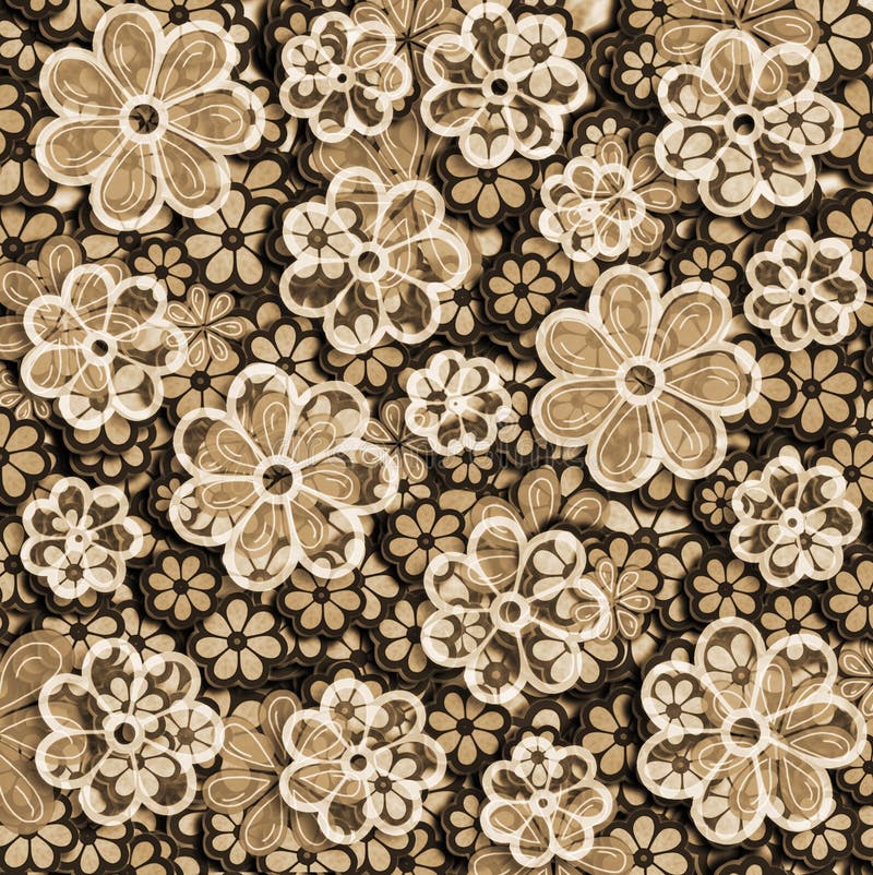 Faded Sepia Floral Pattern stock illustration. Illustration of digital ...