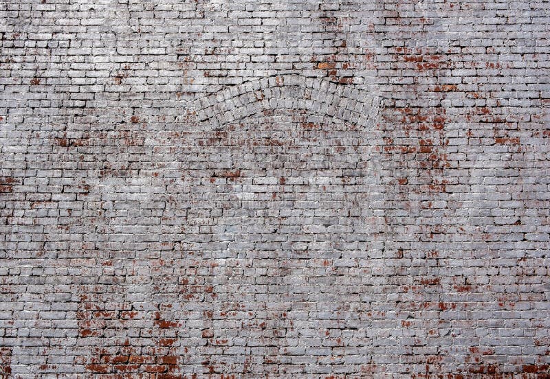 Faded White Painted Brick Wall Including Brick Arch Stock Photo - Image ...