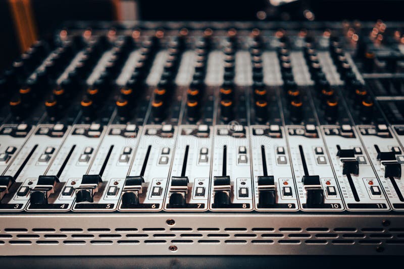 Faders and Knobs on a Modern Audio Mixer Stock Photo - Image of panel ...