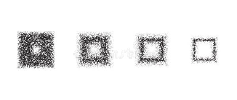 Fading Square Gradient Set. Black Dotted Texture Frames Collection ...