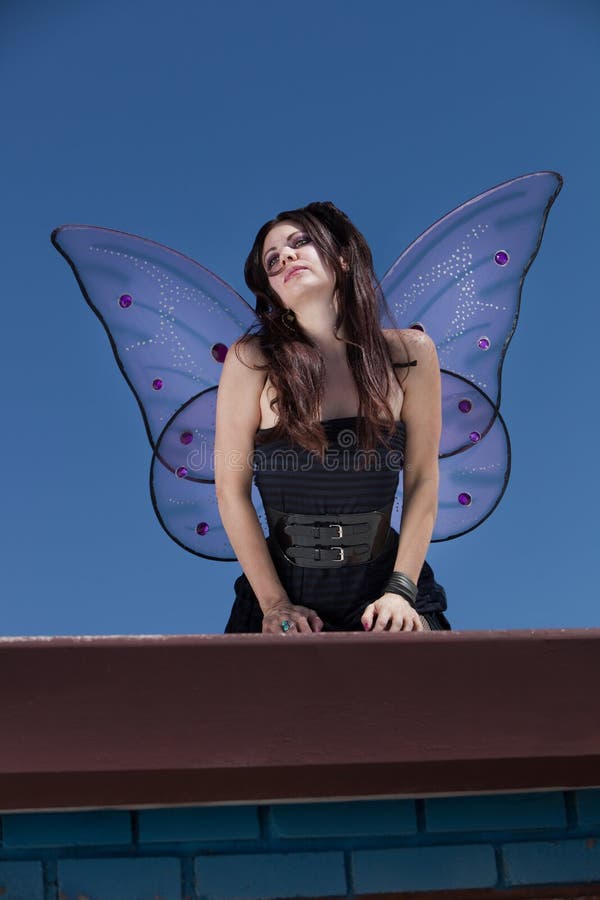 Faery Looks Out stock image. Image of black, pretty, etherial - 21927307