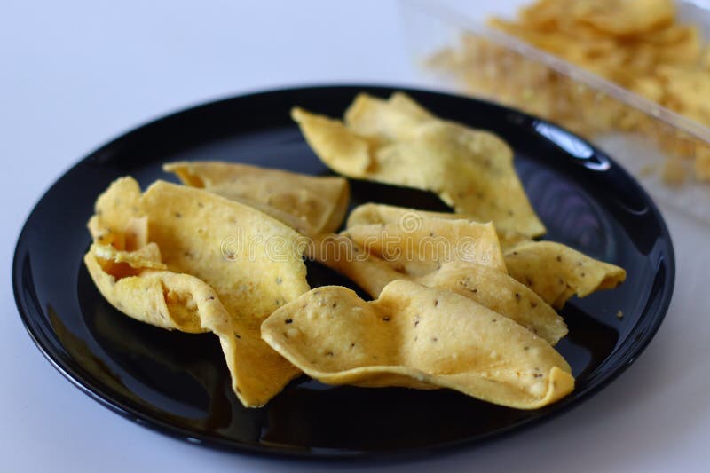 Fafda Served on a Black Plate. a Popular Indian Snack from Gujarat ...