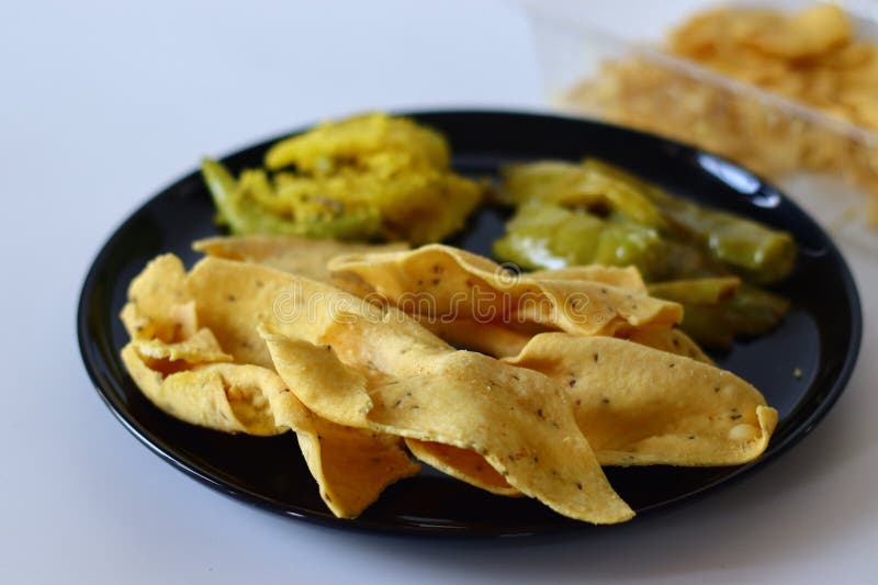 Fafda Served Black Plate Popular Indian Snack Gujarat Stock Photos ...