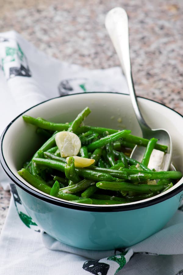 Fagiolini Brasati Con Aglio Fotografia Stock - Immagine di fagioli ...