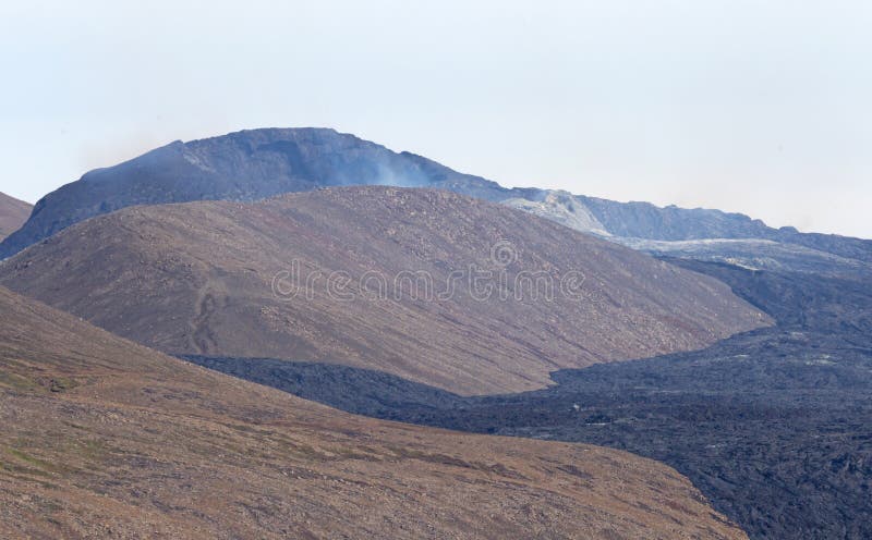 Fagradalsfjall Volcano Spitting Smoke Stock Photo - Image of volcanic ...