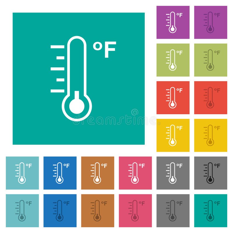 Fahrenheit Thermometer Cold Temperature Square Flat Multi Colored Icons ... Fahrenheit Thermometer Cold Temperature Square Flat Multi Colored Icons ...