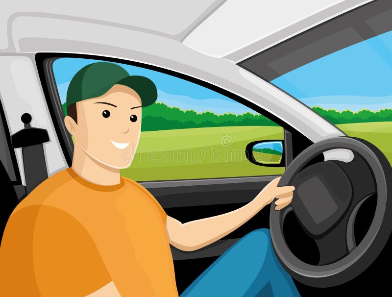 Fahrer sitzt im Auto vektor abbildung. Illustration von verkehr - 119884098