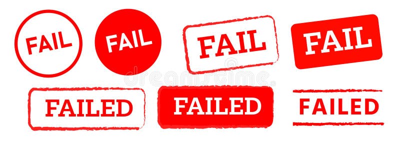 Fail Failed Text Red Rubber Stamp Label Sticker Decline Defeat ...