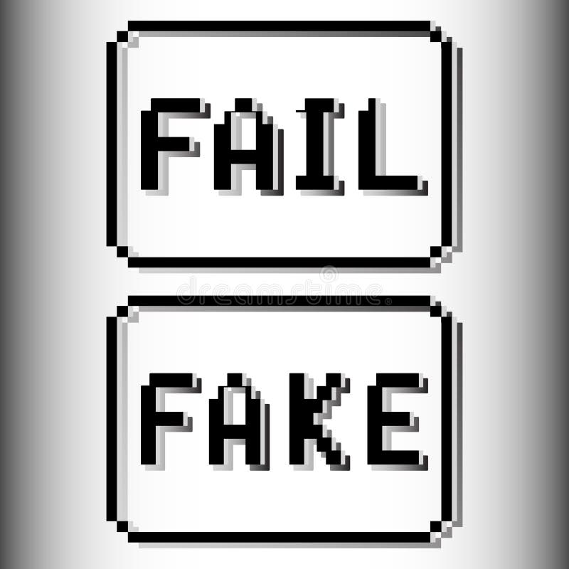 Fail and Fake pixel stamp stock vector. Illustration of geek - 120058902