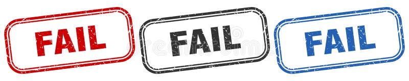 Fail Square Isolated Sign Set. Fail Stamp Stock Vector - Illustration ...