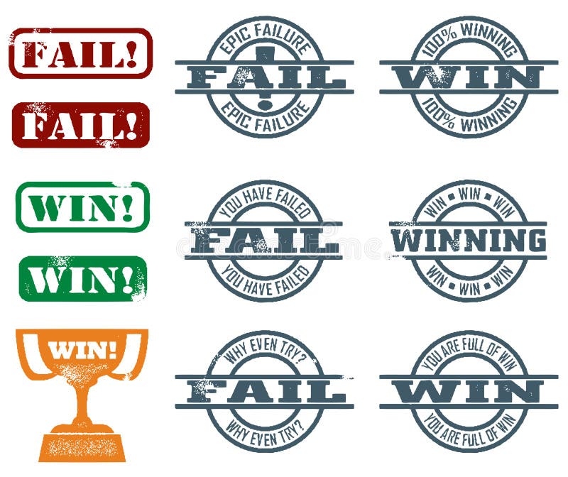 Fail and Win Stamps stock vector. Illustration of epic - 19658473