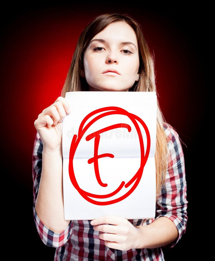 Failed Test or Exam and Disappointed Girl Stock Photo - Image of grade ...