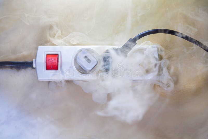 Burning of the Wire Cable and Socket Outlet Plug in the House, Blurred ...