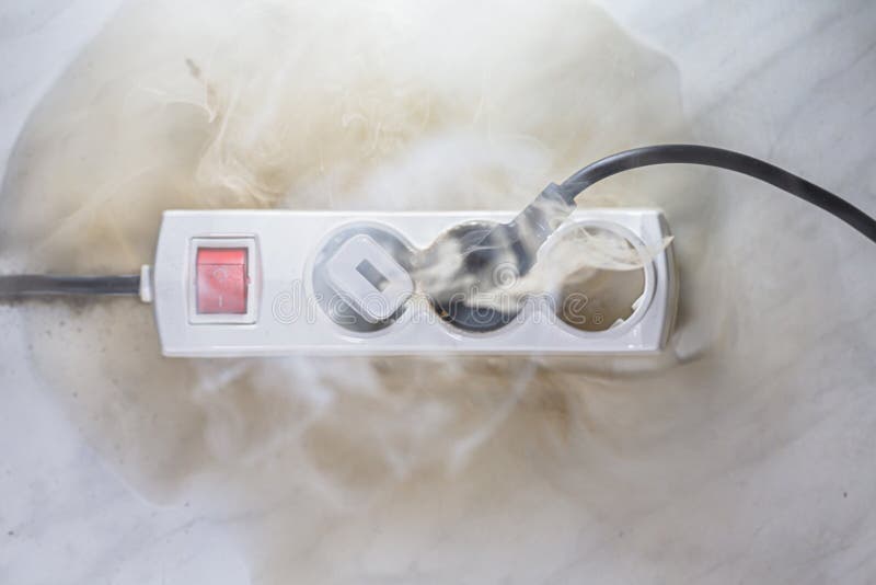 Burning of the Wire Cable and Socket Outlet Plug in the House, Blurred ...