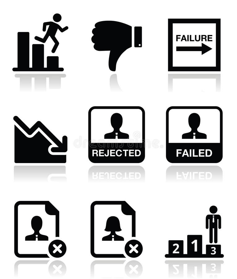 Failure, Rejected Man Icons Set Stock Illustration - Illustration of ...