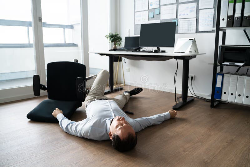 Faint Accident in Office. Fall from Chair Stock Image - Image of floor ...