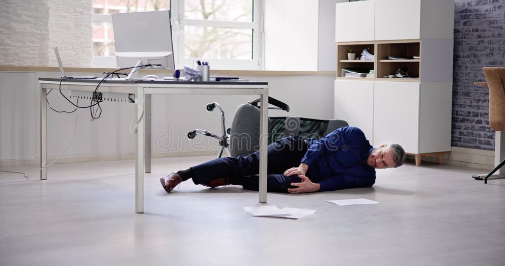 Faint Accident in Office. Fall from Chair Stock Image - Image of slip ...