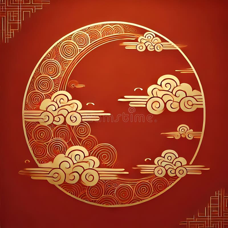 A Faint Golden Repeating Pattern, with Chinese Clouds and Swirls ...