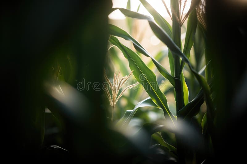 Faint Light Source Seen through Dense Corn Stock Illustration ...