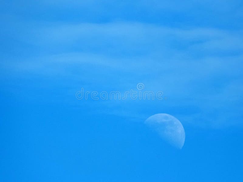 Faint Moon Clouds Blue Sky Stock Photos - Free & Royalty-Free Stock ...