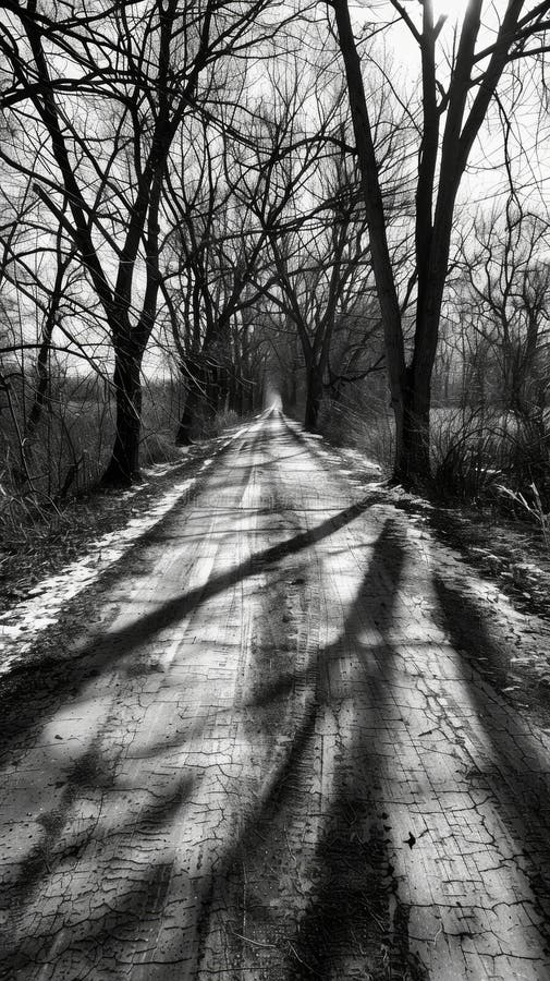 The Faint Outlines of Tree Branches Cast a Web of Shadows Across the ...