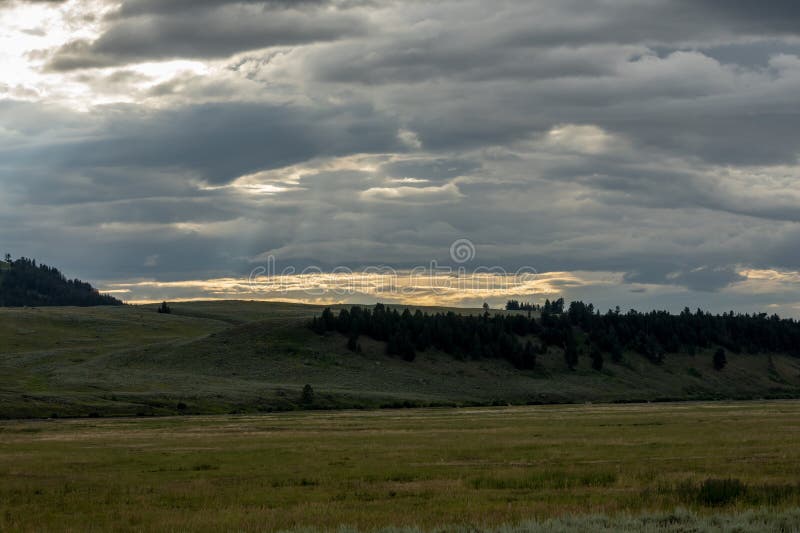 Faint Rays of Light Over Lamar Valley Stock Photo - Image of valley ...