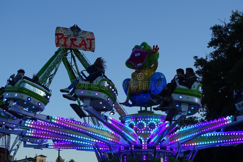 Fair Attraction Weith People at Night Editorial Photo - Image of ...