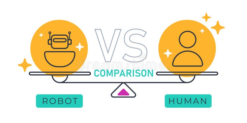 Fair Balance between Robot and Human. Isolated Vector Illustration ...