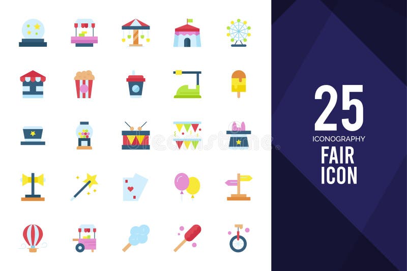 25 Fair Flat Icon Pack. Vector Illustration Stock Vector - Illustration ...