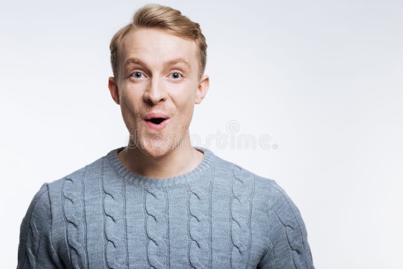 Fair-haired Young Man Looking Surprised Stock Photo - Image of mood ...