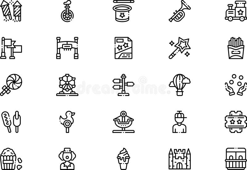 Fair Icons Collection is a Vector Illustration with Editable Stroke ...