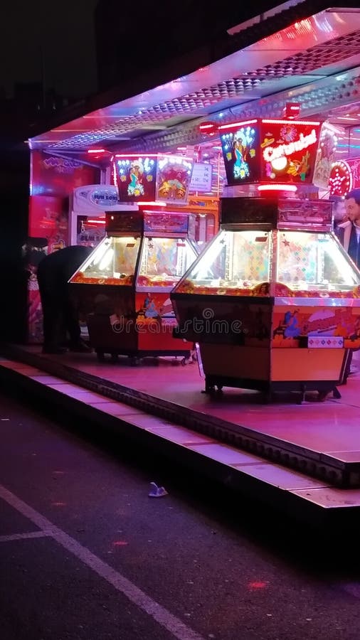 Fair machines at night editorial photo. Image of night - 170548481