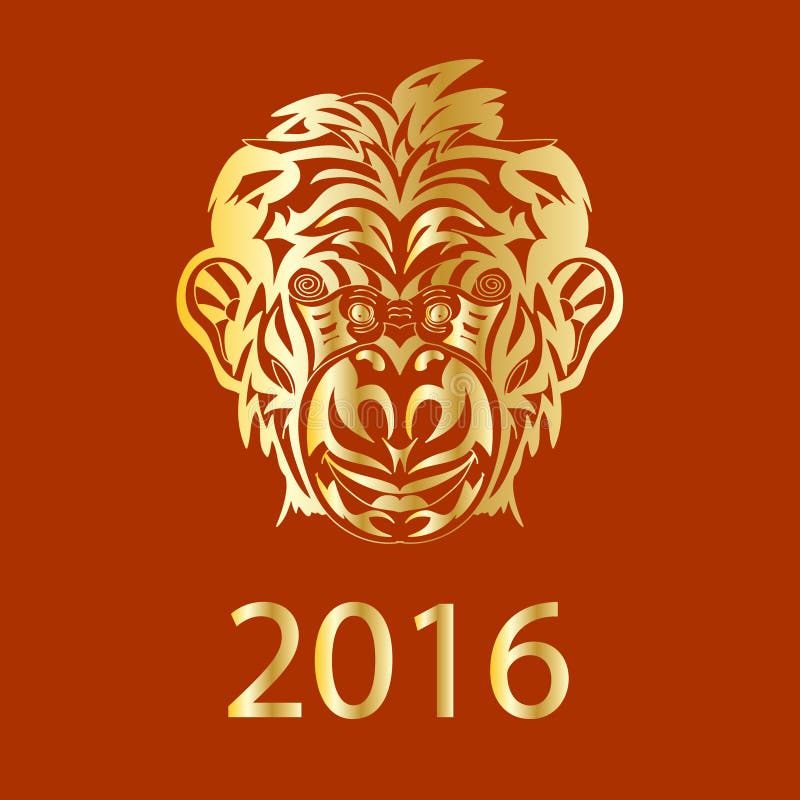 Fair Monkey 2016 Year Symbol Golden Stock Illustration - Illustration ...