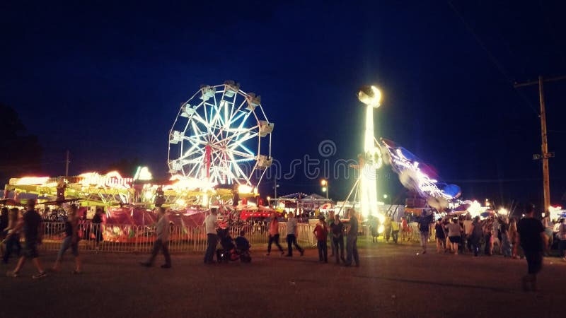 Fair night lights neon fun editorial stock image. Image of night ...