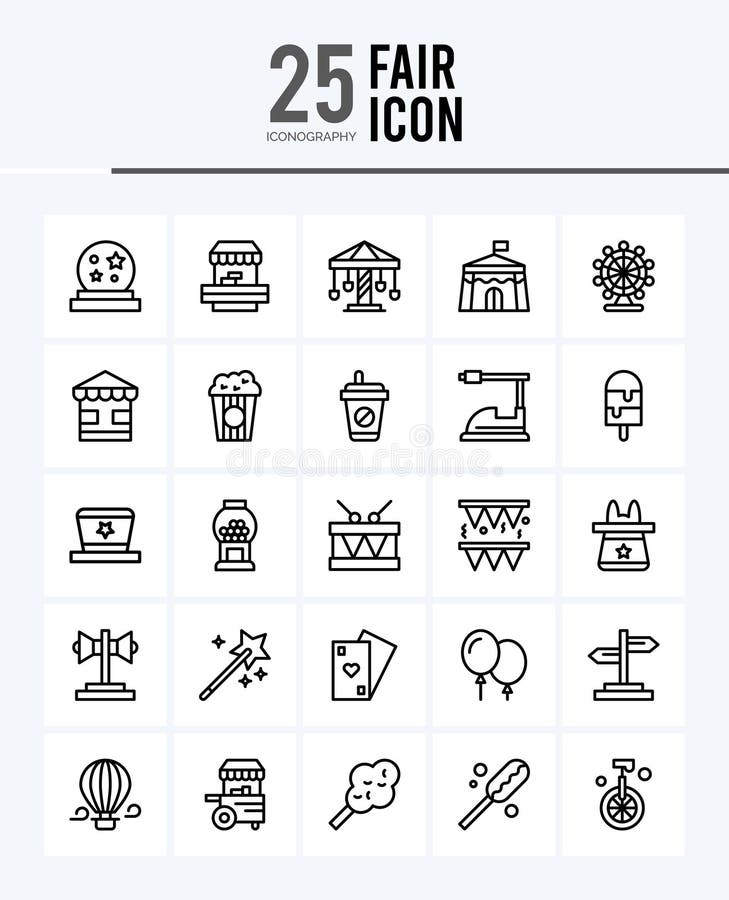 25 Fair Outline Icons Pack Vector Illustration Stock Vector ...