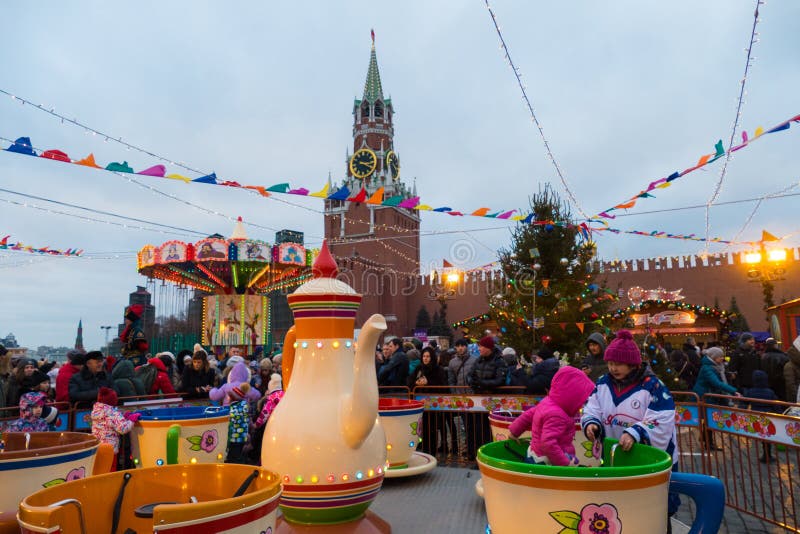 Fair in Red Square editorial stock photo. Image of dark - 107240778