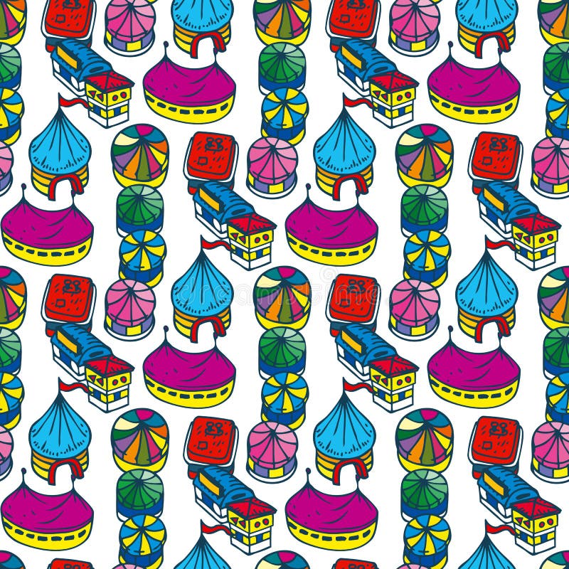 Fair Seamless Pattern stock vector. Illustration of attractions - 90486852