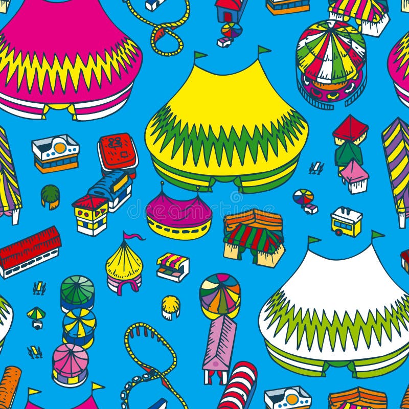 Fair Seamless Pattern stock vector. Illustration of amusement - 90409480